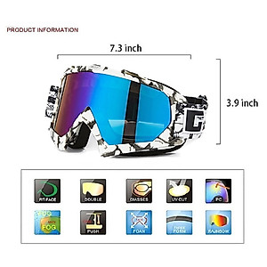 Wonzone Off Road Riding Motorcycle Bike Dirt Goggles Windproof Snowboard Ski Goggles Eyewear Adjustable UV Protective Outdoor Glasses Portable Motorcycle Cross-Country Goggles (Orange/Black, Rainbow)