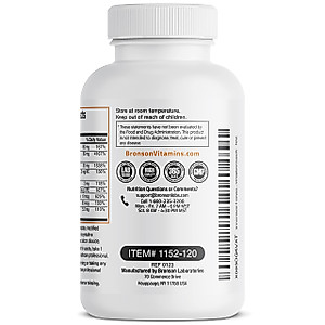 Bronson Vitamin B Complex with Vitamin C - Immune Health, Energy Support & Nervous System Support - Non-GMO, 120 Vegetarian Capsules