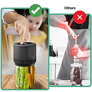 Vacuum Jar Sealer, Mason Vacuum Sealer Kit, Electric Mason Jar Vacuum Sealer for Wide Mouth and Regular Mouth Mason Jars, Comes with 10 Lids (Black)