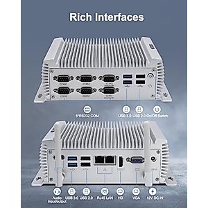 BASOARO Industrial Mini PC Windows 10, Fanless Desktop PC, Core i7 4500U, 8GB RAM 256GB SSD, 2 Gigabit Ethernet, HD, VGA, RS232/RS485 COM Port, 4 USB3.0, 4 USB2.0, WiFi, BT