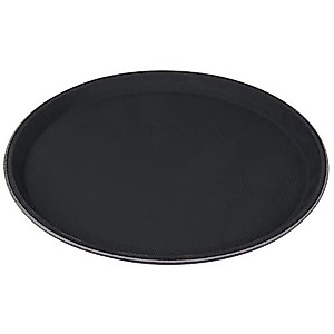 TrueCraftware Set of 2 Round 16" Non-Slip Serving Trays Black- Serving Tray Serving Coffee Appetizer Breakfast Perfect for Kitchen Café Hotel and Restaurants