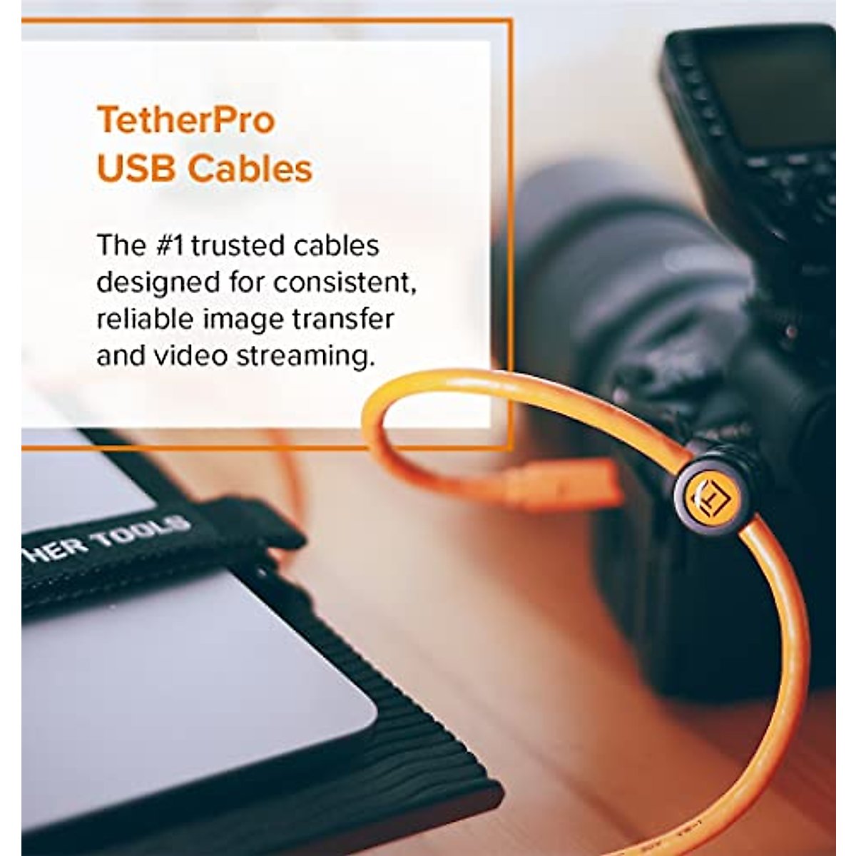 Tether Tools TetherPro USB-C to USB-C Cable | for Power Delivery, Fast Transfer and Connection Between Camera and Computer | High Visibility Orange | 3 Feet (.9 m)