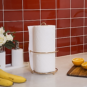 BINO 'Apollo' Paper Towel Holder, Gold - Free Standing Decorative Easy Tear Kitchen Paper Towel Roll Dispenser