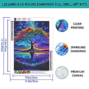 VALOYI Tree of Life Diamond Painting Kits, Diamond Art Kits for Adult Beginner, DIY 5D Round Full Drill Diamond Art for Home Wall Decor Gift 11.8x15.7inch