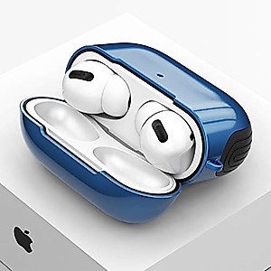 AirPods Pro Case Cover with Lanyard, Luxurious AirPod Pro Cover Hard Shell, Plastic + Silicone 2 in 1 AirPods Pro Skin, AirPos Protective Case for AirPod Pro Charging Case(Royal Blue)