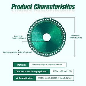 Indestructible Disc 2.0 - Cut Everything in Seconds, 2024 Upgrade Indestructible Disc for Angle Grinder 7/8 inch, 4 inch Circular Saw Blades for Ceramic Tile Glass Metal Wood Cutting (3 Pack)