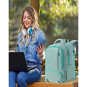 Travel Laptop Backpack for Women 15.6 inch, MATEIN TSA Approved Backpacks Personal Item Bag with Wet Pocket for Airline, Underseat Airplane Carry on Back Pack, Mint Green Work Rucksack College Daypack