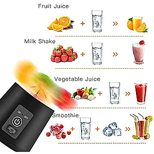 Portable Blender, Personal Mixer Fruit Rechargeable with USB, Mini Blender for Smoothie, Black