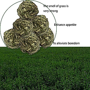 MUYG 6 Pcs Bunny Timothy Grass Ball Natural Chew Toy Woven Chewing Toys Rabbit Molar Small Animals Teeth Grinding Suitable for Hamster Totoro Gerbils Guinea Pig Squirrel