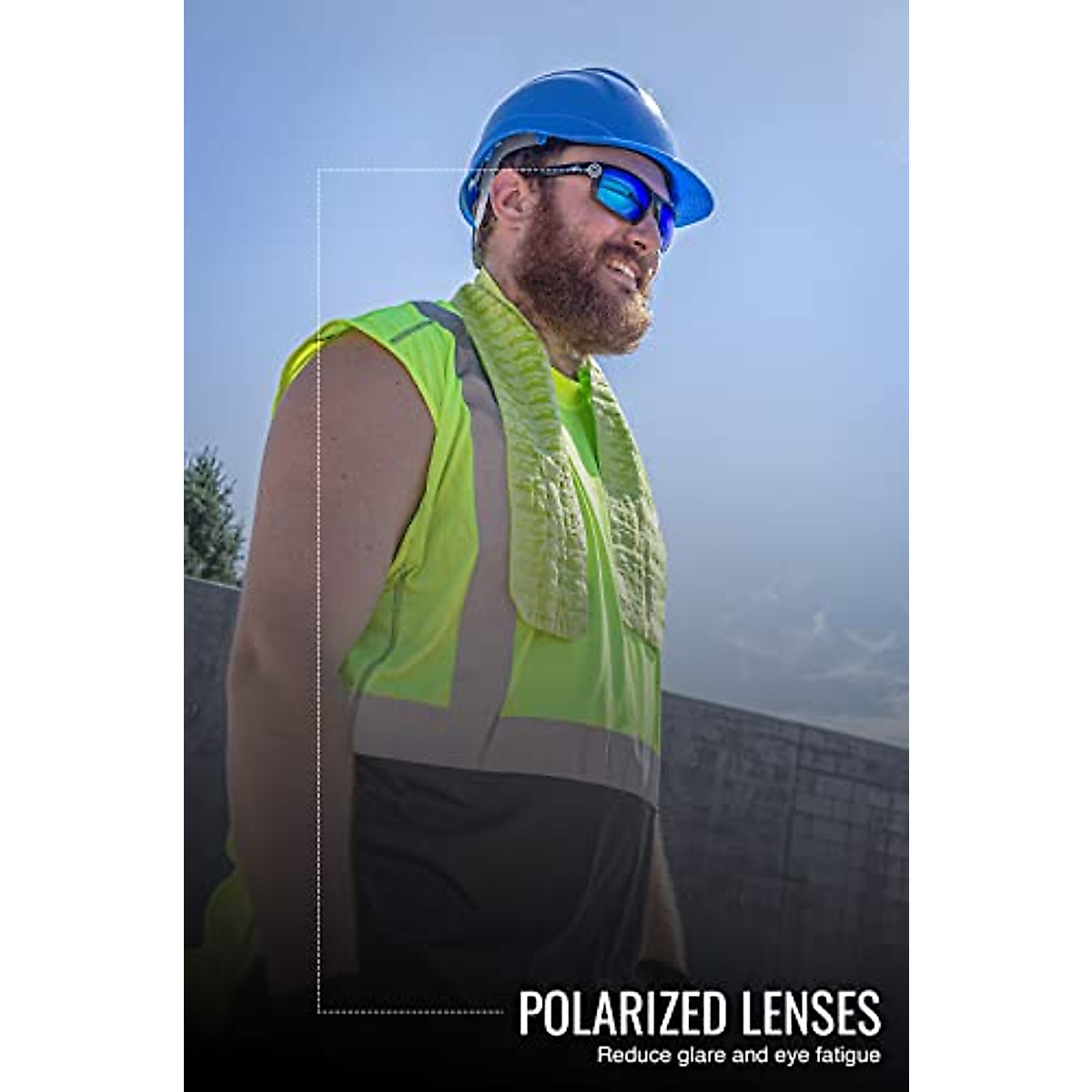 Bullhead Safety Sawfish Polarized Safety Glasses with Performance Fog Technology, Blue Light Glasses with UV Light Protection and Anti-Scratch Coating, Blue Mirror Lenses, Tortoise/Black Frame