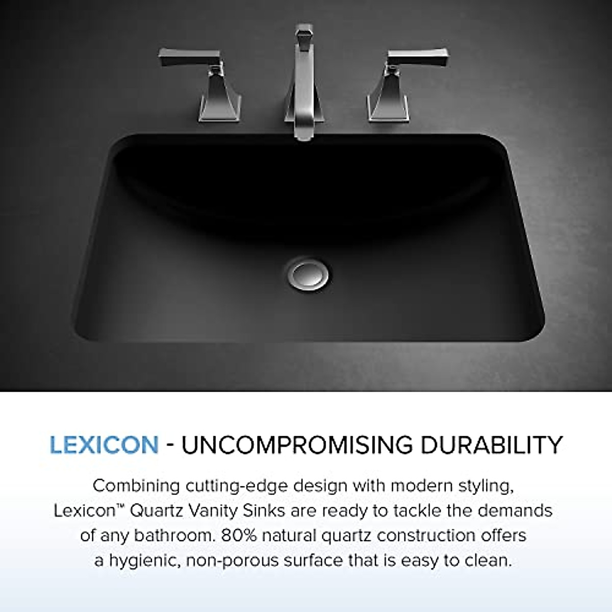 Lexicon Quartz Composite Rectangle Vanity Sink - Black