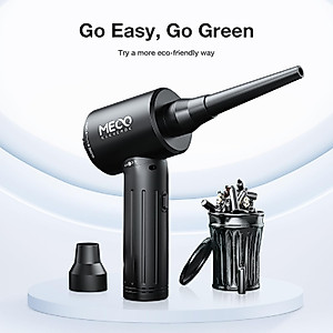 Electric Compressed Air Duster & Vacuum, MECO Electric Air Blower, 4 in 1 Function Powerful 3-Gear to 90000RPM/12000PA Keyboard Cleaner, Rechargeable Cordless Air Duster for Computer/Car/Pet Hair