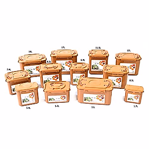 E-Jen Premium Kimchi, Sauerkraut Container Probiotic Fermentation with Inner Vacuum Lid (Earthenware Brown, 0.9 gal/ 3.4L)