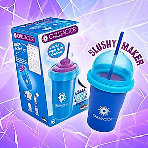 Cra-Z-Art ChillFactor Original Slushie Maker Cup, DIY Magic Slushy Maker Squeeze Cup, Super Quick Smoothie Squeeze Cup for Milkshakes, Juices, Double Layer Cup with Lid & Spoon, Blue
