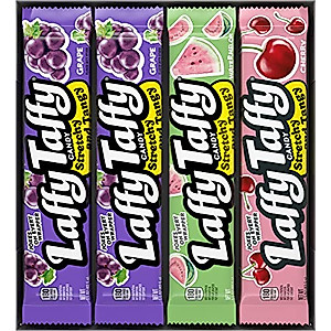 Laffy Taffy Stretchy & Tangy Variety Candy Box, Grape, Watermelon, and Cherry Flavors, Fruity Treat For School, 1.5 Ounce Bars (Pack of 24)