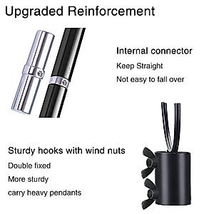 String Light Poles for Outdoors 2 Pack 7.8 FT Outside String Lights Pole Stand with 2 Shape Hooks and Heavy Duty 5-Prong Fork for LED Solar Bulbs Hanging Yard Garden Patio Wedding Cafe and Party