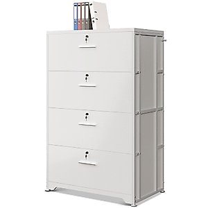AODK File Cabinet Filing Cabinet for Home Office, Large File Cabinets with Lock, Office Storage Cabinet 4 Drawer for Legal/Letter/A4 File, White