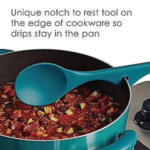 Rachael Ray Kitchen Tools and Gadgets Nonstick Utensils/Lazy Spoonula, Solid and Slotted Spoon, 3 Piece, Marine Blue