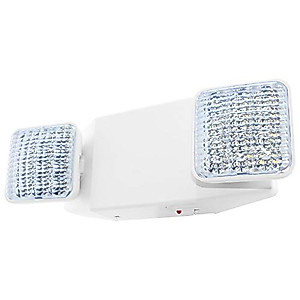 LFI Lights | Self Testing Emergency Light | White Housing | Two LED Adjustable Square Heads | Hardwired with Battery Backup | UL Listed | (2 Pack) | EL-2-W-ST