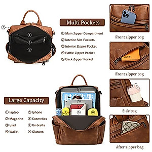 AGLOD Leather Backpack Purse for Women Designer Ladies Shoulder Bag Fashion Faux Work Travel Handbags
