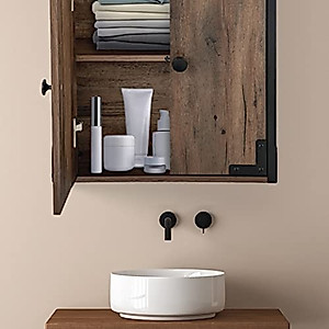 Landia Home Wall Mounted Bathroom Cabinet for Storage, Industrial Themed with a Steel Frame and Adjustable Shelf