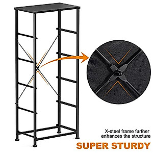 REAHOME 5 Drawer Dresser for Bedroom Storage Tower Closet Organizer Vertical Chest Sturdy Steel Frame Tall Dresser Wooden Top Removable Fabric Bins Office Organization(Black Grey) YLZ5B1