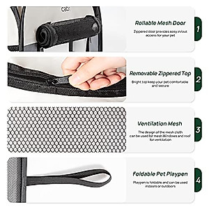 Love's cabin Pet Puppy Dog Playpen, Small Dog Tent Crates Cage Indoor/Outdoor, Portable Playpen for Dog and Cat, Foldable Pop Up Dog Kennel Playpen with Carring Case, Removable Zipper Top, Grey