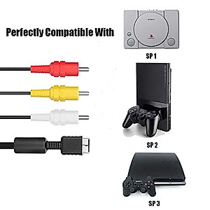 PS2 AV Cable, Audio Video Cord for PS2 PS1 PS3, AV to RCA Composite Audio Video, TV Cord Compatible with Playstation 1/2/3(8.2FT)