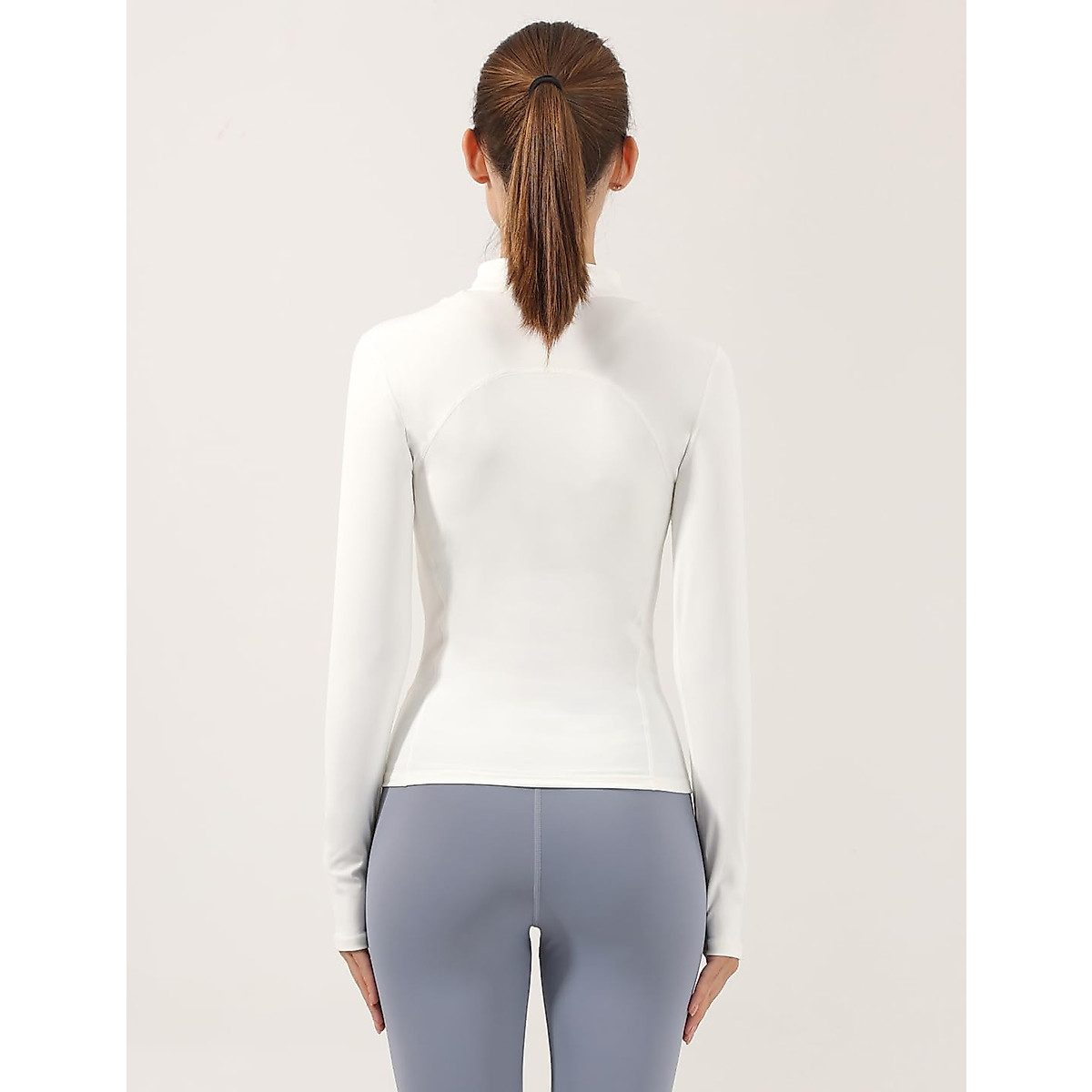 Locachy Women's Slim Fit Full Zip Athletic Running Sports Workout Jacket with Pockets Style 02 White S