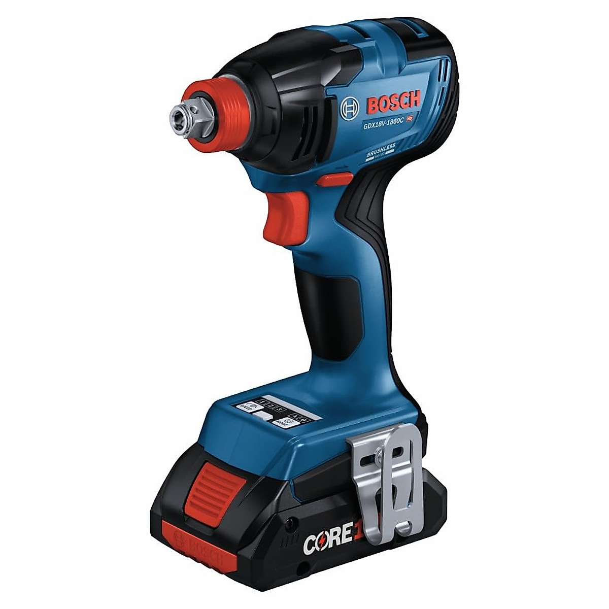 BOSCH GDX18V-1860CB25 18V Connected-Ready Two-In-One 1/4 In. and 1/2 In. Bit/Socket Impact Driver/Wrench Kit with (2) CORE18V® 4 Ah Advanced Power Batteries and (1) Connectivity Module