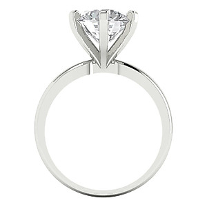 3 Ct Brilliant Round Cut Clear Simulated Diamond 14K White Gold Solitaire Engagement Promise Bridal Ring Size 9.75