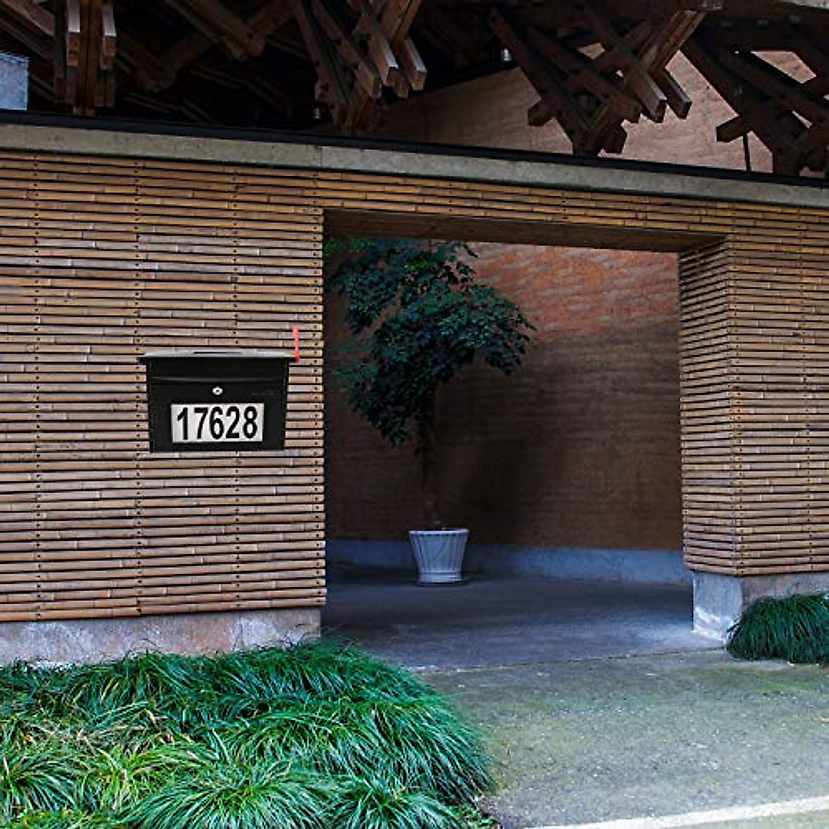 Black Wall Mount Locking Mailbox - Solar House Numbers Light Large Capacity Illuminated at Night - Waterproof Iron Mental Address Numbers Mail Box Outdoor with Keys