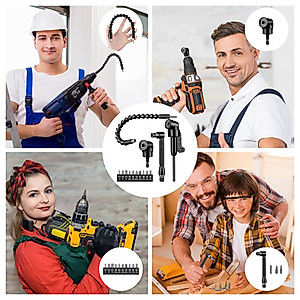 14 Pcs Flexible Drill Bit Extension Set 1/4 Inch Hex Shank Bendable Drill Bit Extension 105 Right Angle Drill 90 Right Angle Screwdriver Bits 10 Short Screwdriver Bits Electric Hand Tool