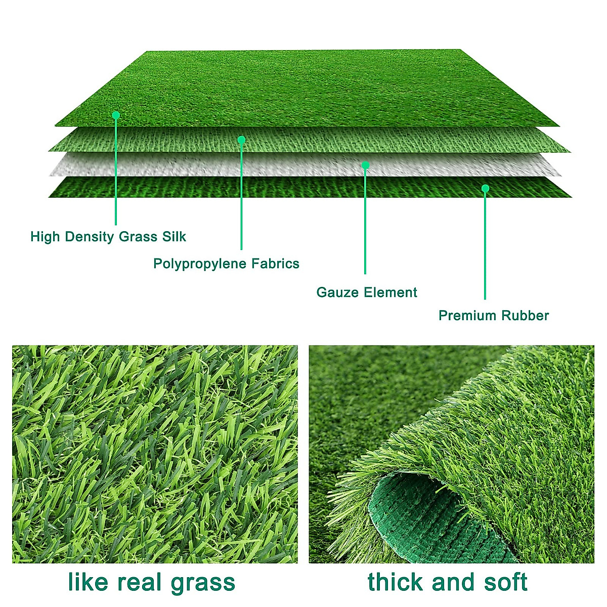 DenForste 6 Pack Chicken Nesting Box Pads - Washable Artificial Grass Nesting Pads - Chicken Nesting Pads for Chicken Coop and Pet Garden Lawn Indoor Outdoor 12"×12"×1"