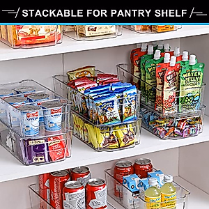 [ 4 Pack ] 12 Inch Non-Skid Turntable Lazy Susan Organizers + 8 Pack, Stackable Clear Bins with Removable Dividers - Plastic Refrigerator Organizer Bins - Food Snack, Pantry Organization and Storage