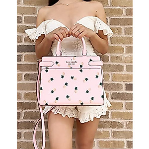 Kate Spade Staci Pineapple Medium Top Zip Satchel Pink Multi Bundled with Kate Spade Colada Medium Compact Bifold Wallet Pineapple Pink Multi K7218