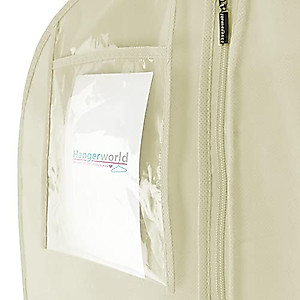 HANGERWORLD Large Wedding Dress Garment Bag Cover - 72" x 24" with Extra Wide Gusset 32" for Long Poufy Dress and Trains, Breathable, Acid-Free (Ivory)