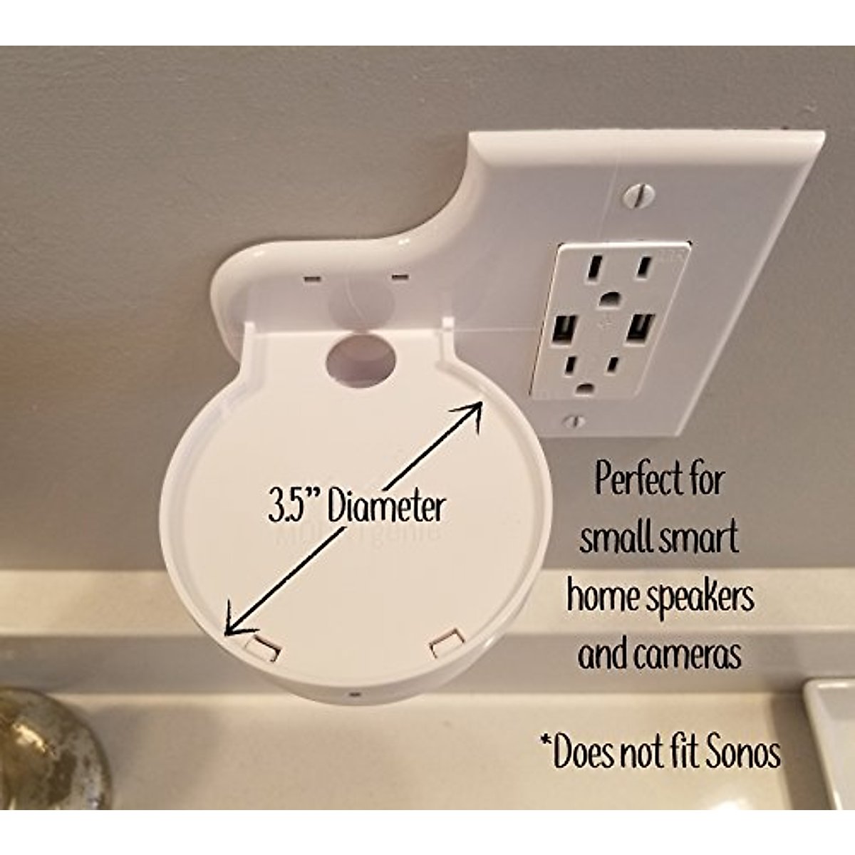 Mount Genie Smart Home Outlet Shelf: Hidden Cord Storage and Extra Custom Short Cords Great for Google Home, Nest, Security Cameras, Smart Speakers, and More
