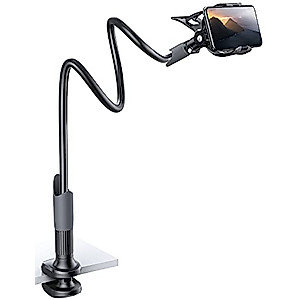 Lamicall Phone Holder Bed Gooseneck Mount - Cell Phone Clamp Clip for Desk, Flexible Lazy Long Arm Headboard Bedside, Overhead Mount Stand, Compatible with iPhone 14 Plus / Pro Max XR X 8 7 6 Plus
