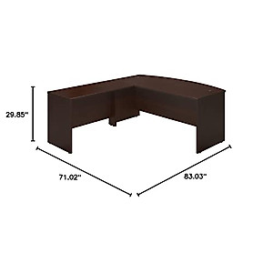 Bush Business Furniture Series C Elite 72W x 36D Bowfront Desk Shell with 48W Return in Mocha Cherry