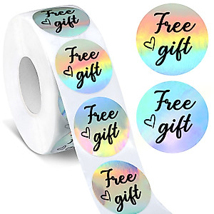 1000 Pieces Customer Appreciation Sticker Holographic Business Shopping Labels Round Adhesive Present Stickers Colorful Thanks Seal Label for Mailing Packing Envelope Postcard, 1.5 Inch