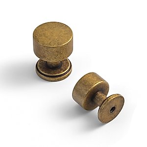 Yanxia Antique Brass Cabinet Knobs, Dresser Pulls for Kitchen, Vintage Drawer Hardware Handles for Bedroom, 1-1/8 Inches Diameter, 6 Pack (Model 9588)