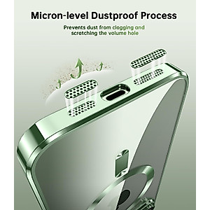 Waldeng for iPhone 13 Pro Max Case with Integrated Camera Lens Protection, [Seamless Work with Magsafe] [Metallic Glossy Soft Bumper], Diamond Clear Stylish Case for iPhone 13 Pro Max, Alpine Green