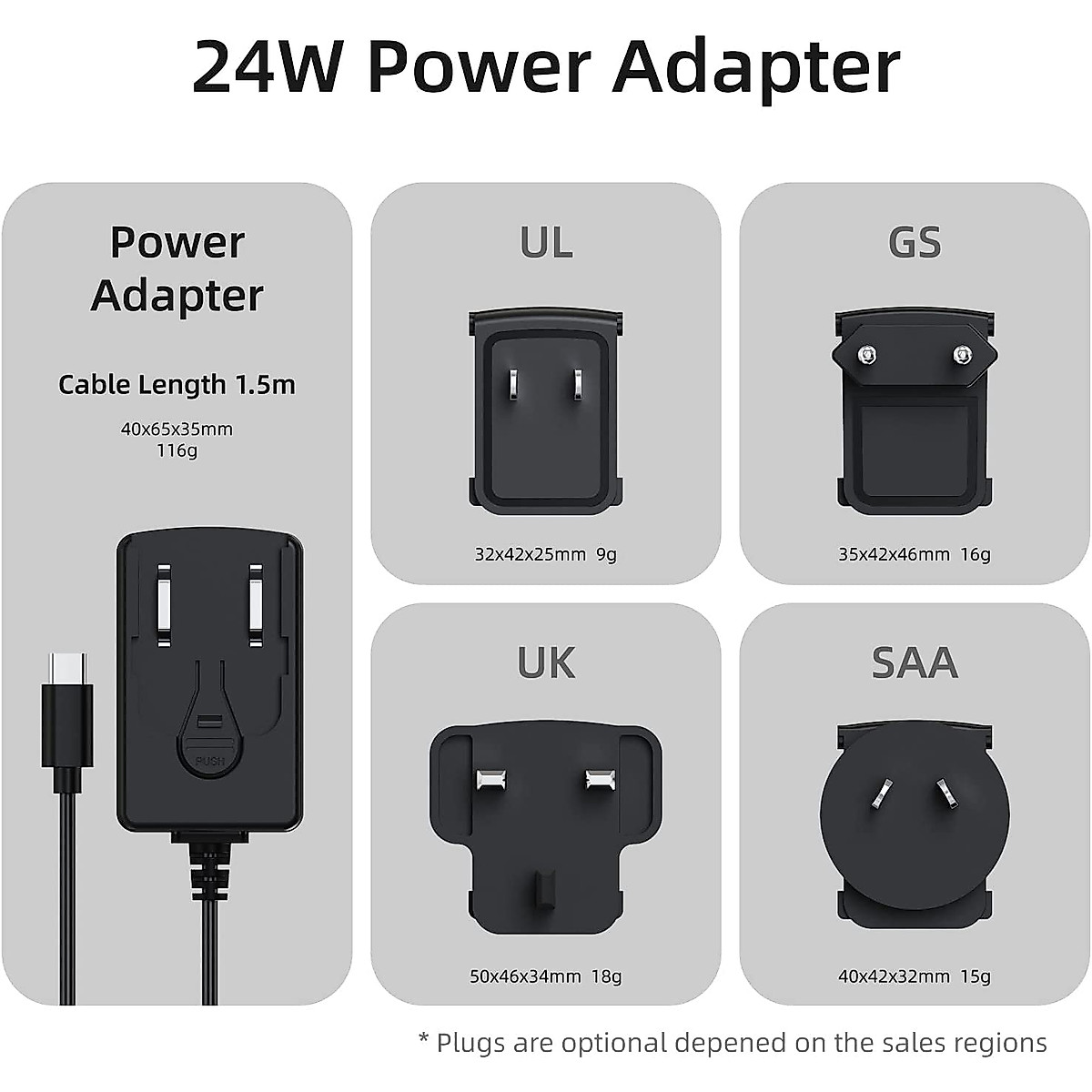 MeLE 12V 2A DC to AC Power Adapter with Type-C Port and UL UK GS Standard Plugs for MeLE Mini PC Computer Quieter2Q Quieter2D Quieter3Q Quieter3C Quieter4C and PCG02 Pro