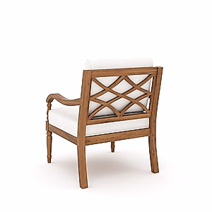 New Classic Furniture Savannah Wood Club Chairs in Natural/White Linen (Set of 2)