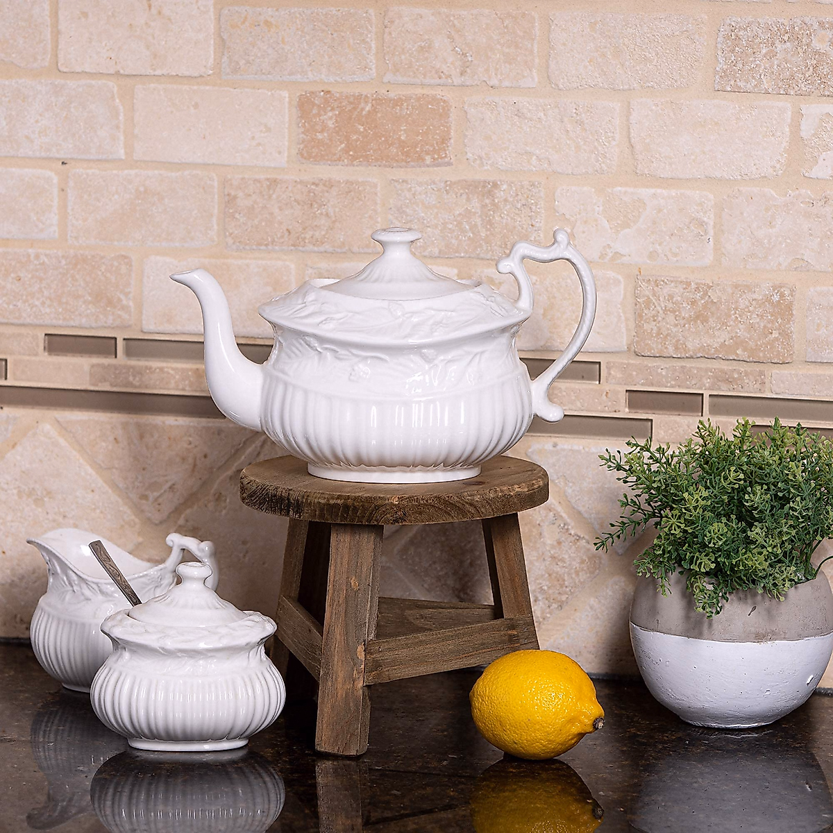 RUSTIX Mini Wooden Stool Rustic Decorative Tiny Stool Ideal Accent Stool for Small trinkets, Plants and Decor - 7" W x 5.75" H