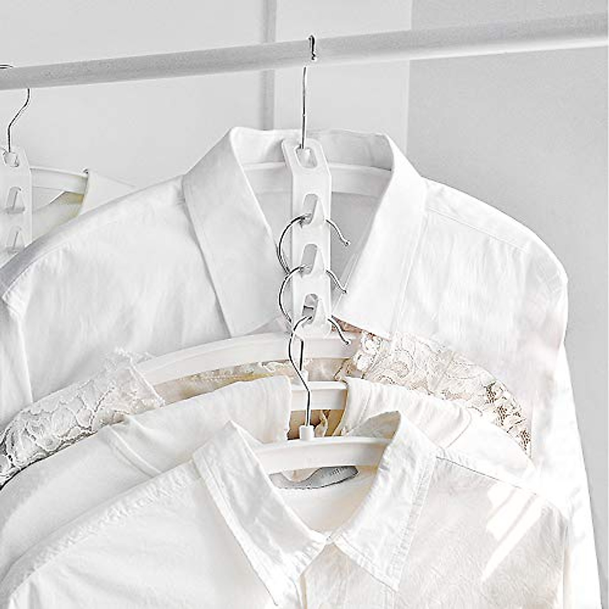 Cascading Clothes Hanger Hooks,Space Saving Series Multi-Function Multi-Layer Cabinet Clothes Connection Folding Storage Clothes Rack Hanger Household Strong Load-Bearing Closet Hook (12pcs)