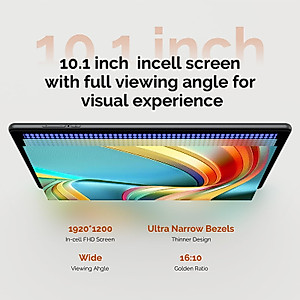 POWMUS 2025 Android Tablet 10.1-inch Tablet with 128GB ROM,19GB RAM, 1TB Expand, 2.0GHz CPU, 1920 * 1200 Incell Screen, 8000mAh, 8+13MP WiFi BT5.0 GPS Android Tablet with Keyboard and Mouse - Black
