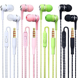 24 Pack Earbuds Pack Wire Earbuds with Microphone in Ear Headphones with Heavy Bass 4 Colors Wire Headphones Noise Isolating Ear Phones Stereo Sound Headphones with Mic for Classroom School Library