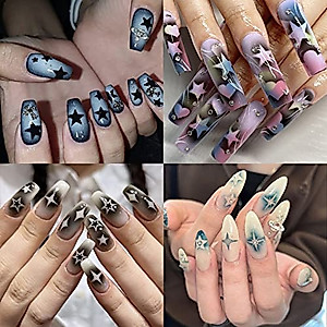 24 Sheets Airbrush Stencils Nail Stickers for Nail Art, French Nail Decals Printing Template Stencil Tool Moon Stars Heart Butterfly French Design Hollow (154 Designs)